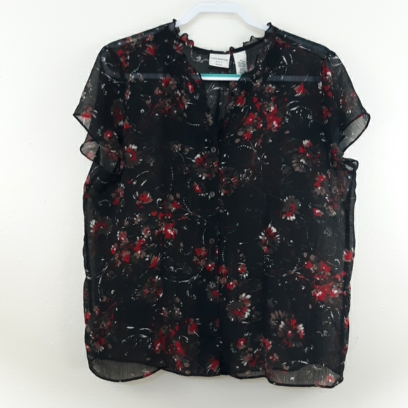Covington | Tops | Ladies Covington Sheer Floral Blouse 8w | Poshmark